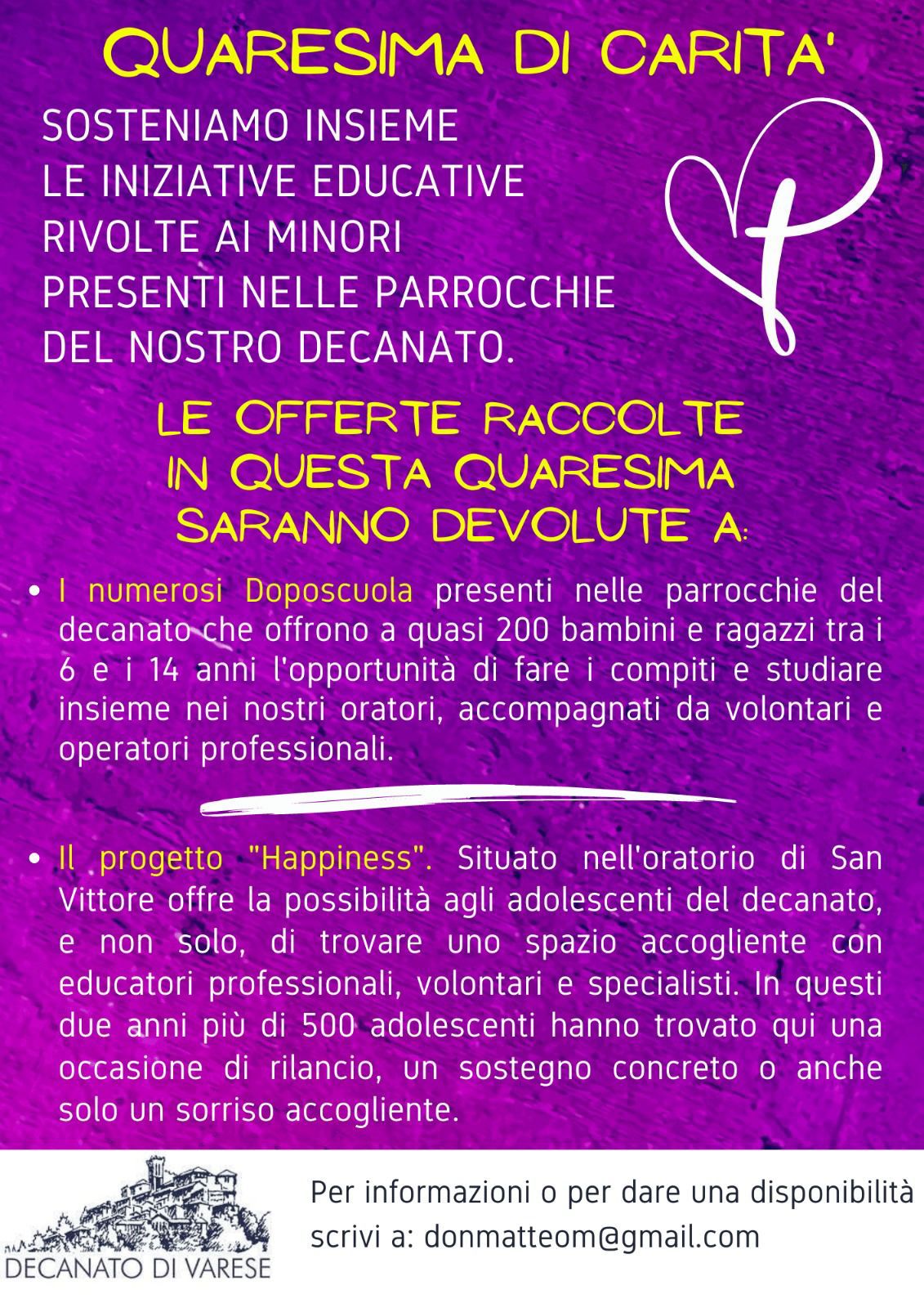 Quaresima di carità 2023 – Comunità Pastorale "Beato don Carlo Gnocchi"